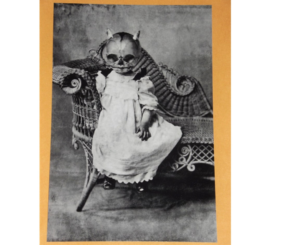 Skeleton Young Child Skull Strange Baby Freaky Vintage Photo Spooky ...