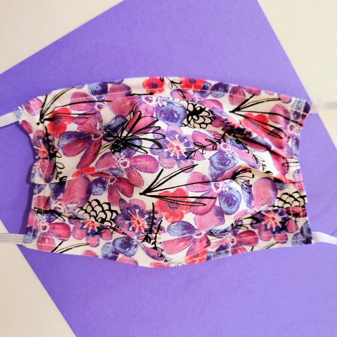 Purple Bouquet Reusable Adjustable Face Mask With Filter Compartment ...
