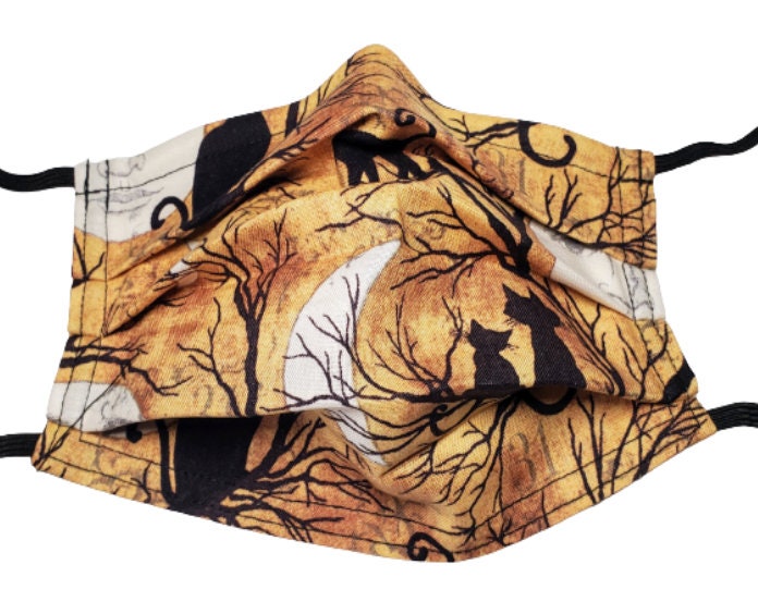 Moon Gazing Black Cats Mask Adjustable Reusable Face Mask With - Etsy