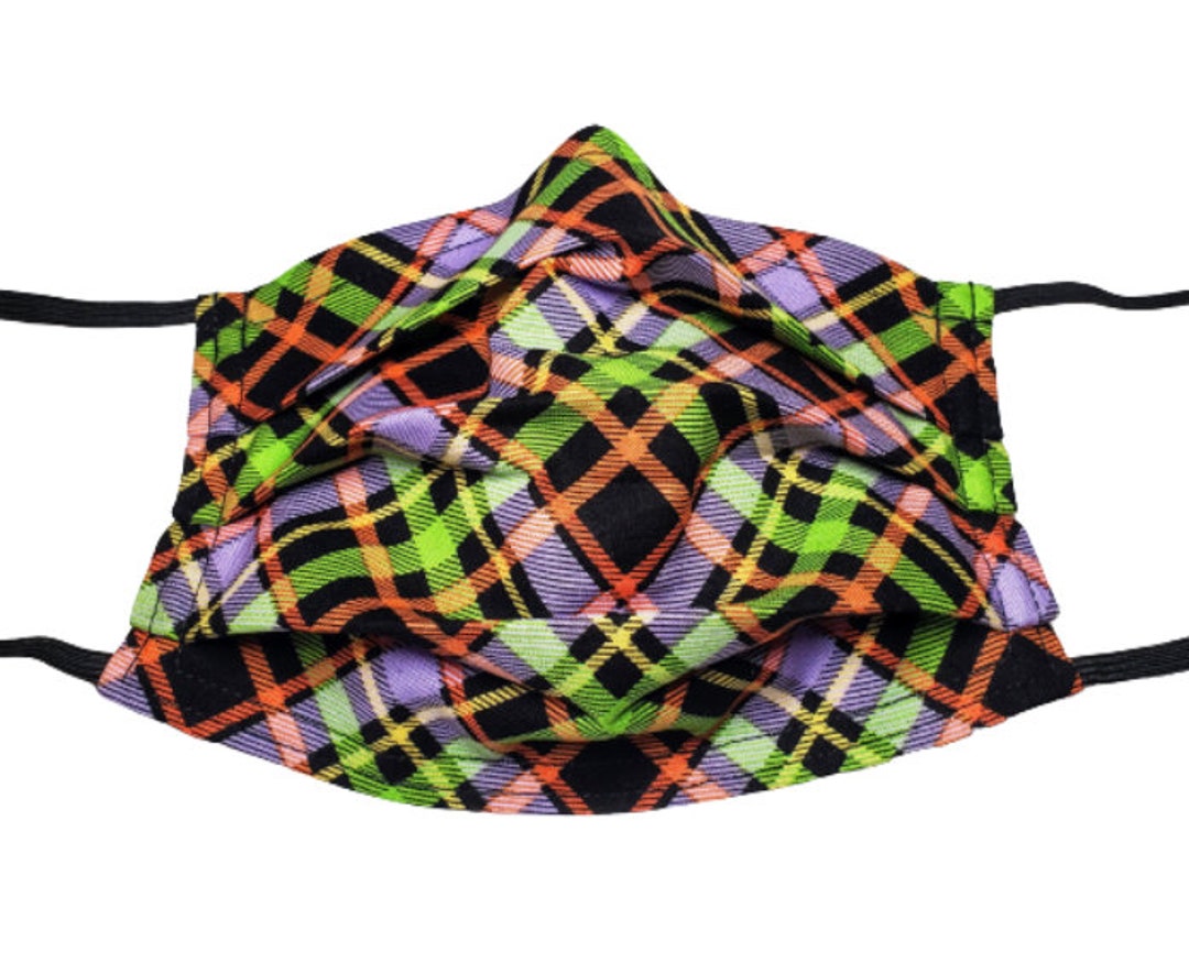 Halloween Plaid Face Mask: Adjustable, Reusable Cotton Mask - Etsy
