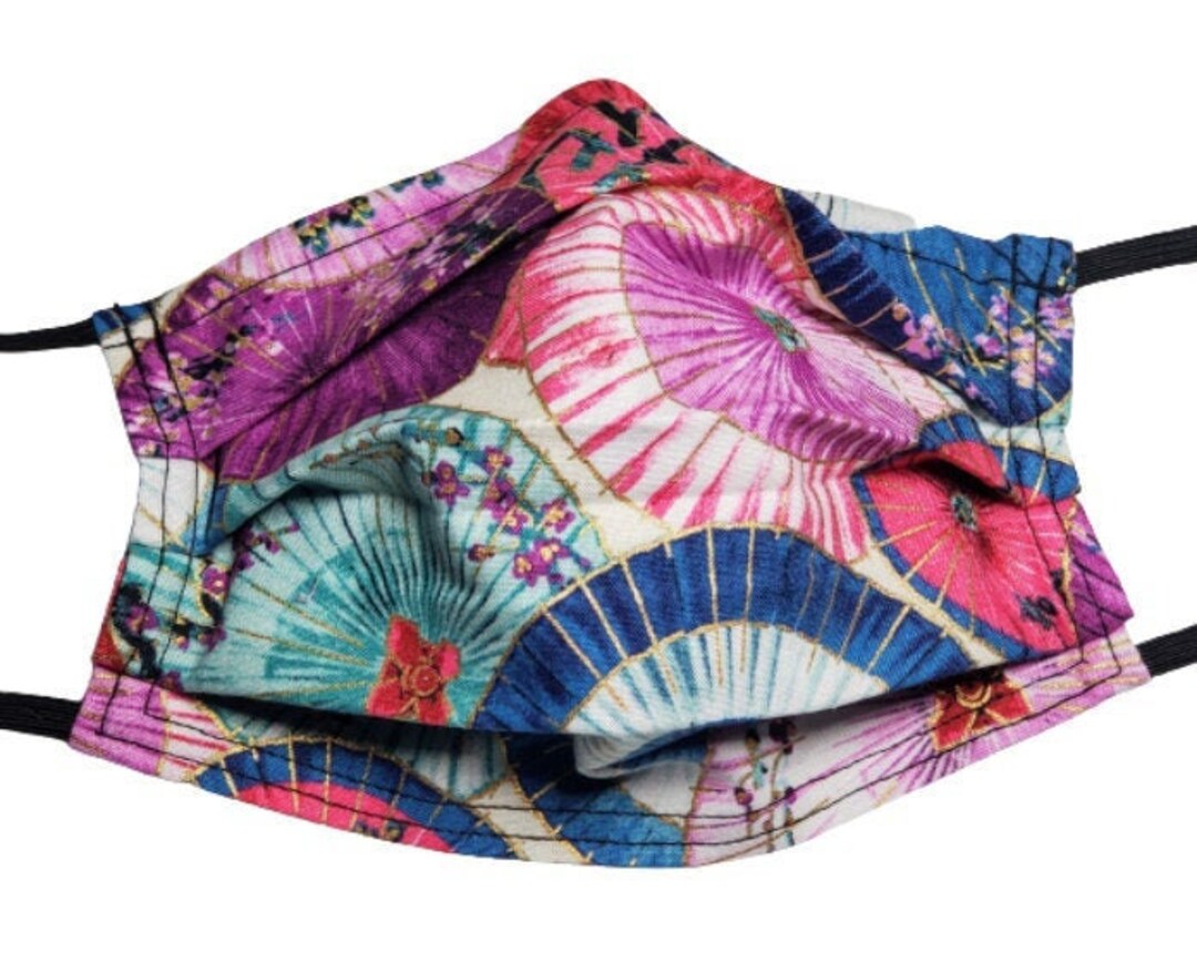 Japanese Umbrella Face Mask: Metallic Print, Adjustable, Reusable - Etsy