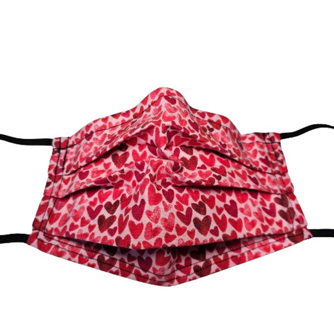 Metallic Red Mini Hearts Valentines Mask Reusable Adjustable Face Mask ...