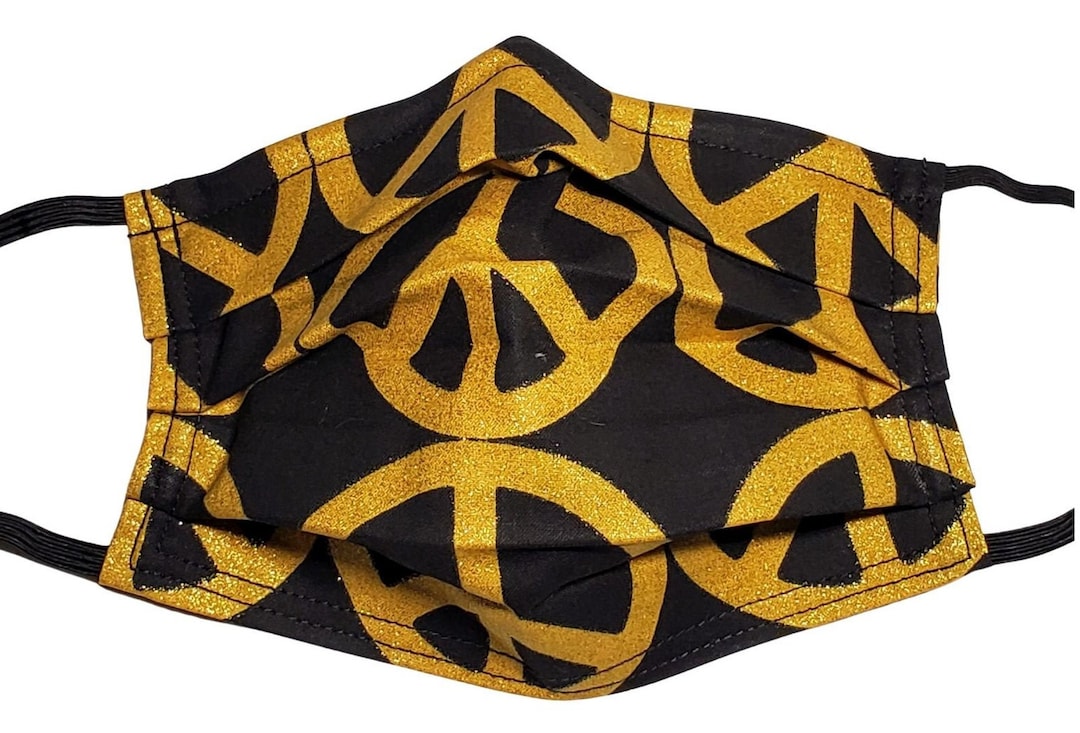 Golden Peace and Sparkles Mask Handmade Reusable Adjustable Face Mask ...