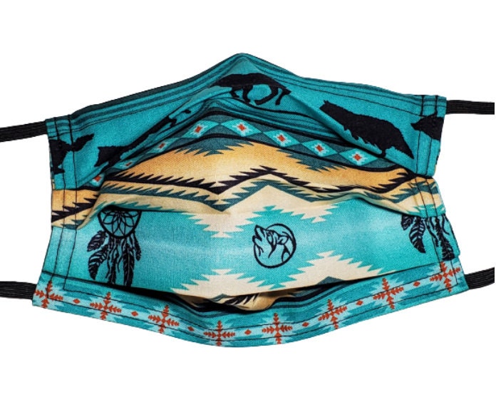 Blue Wolves Western Reusable Face Mask with Nose Pinch Wire | Etsy