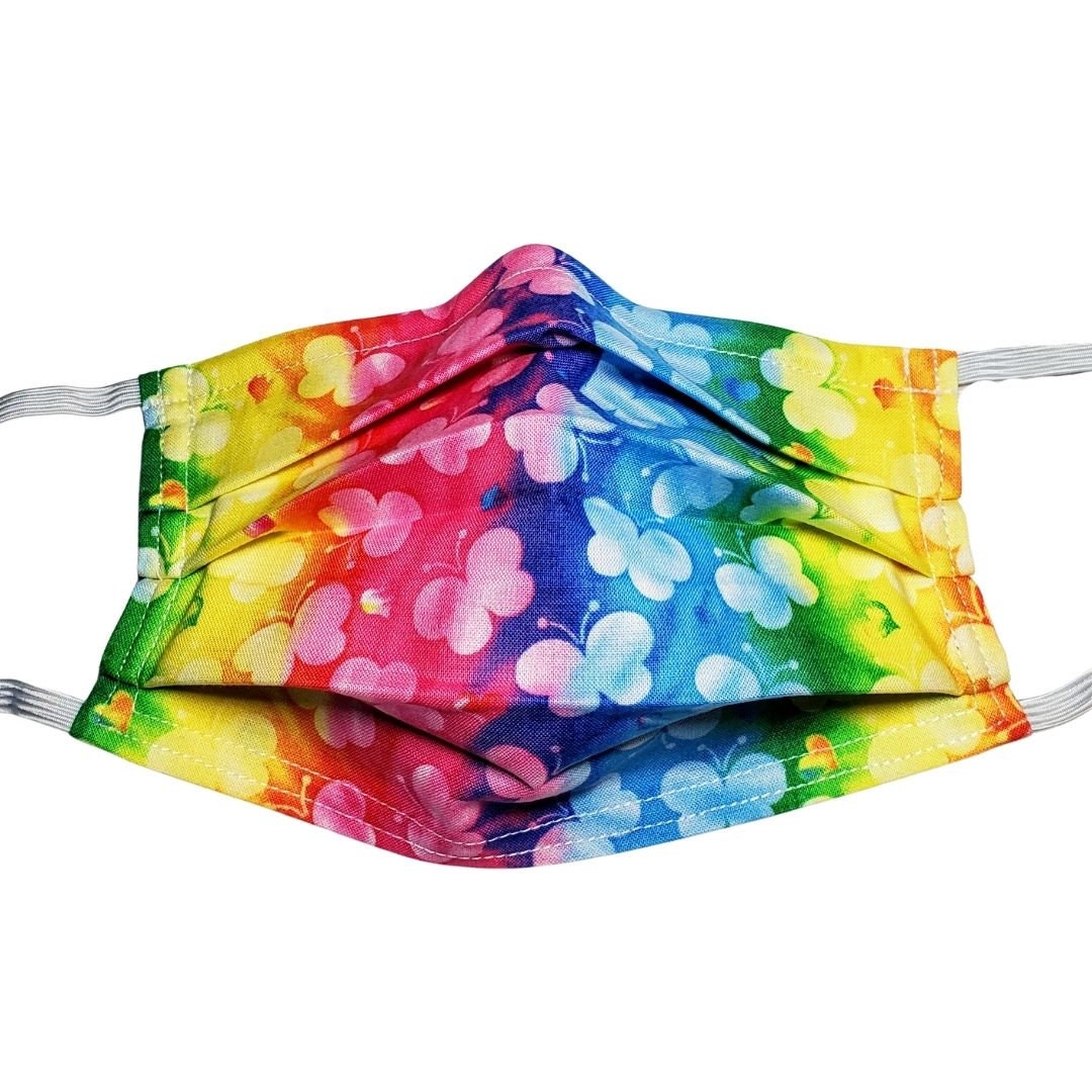 Rainbow Butterfly Mask, Handmade Cotton Face Covering With Filter ...