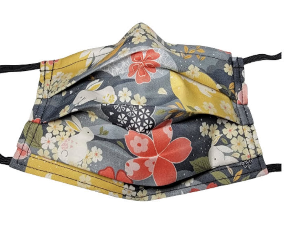 Japanese Garden Bunnies Mask Handmade Reusable Adjustable Face Mask ...