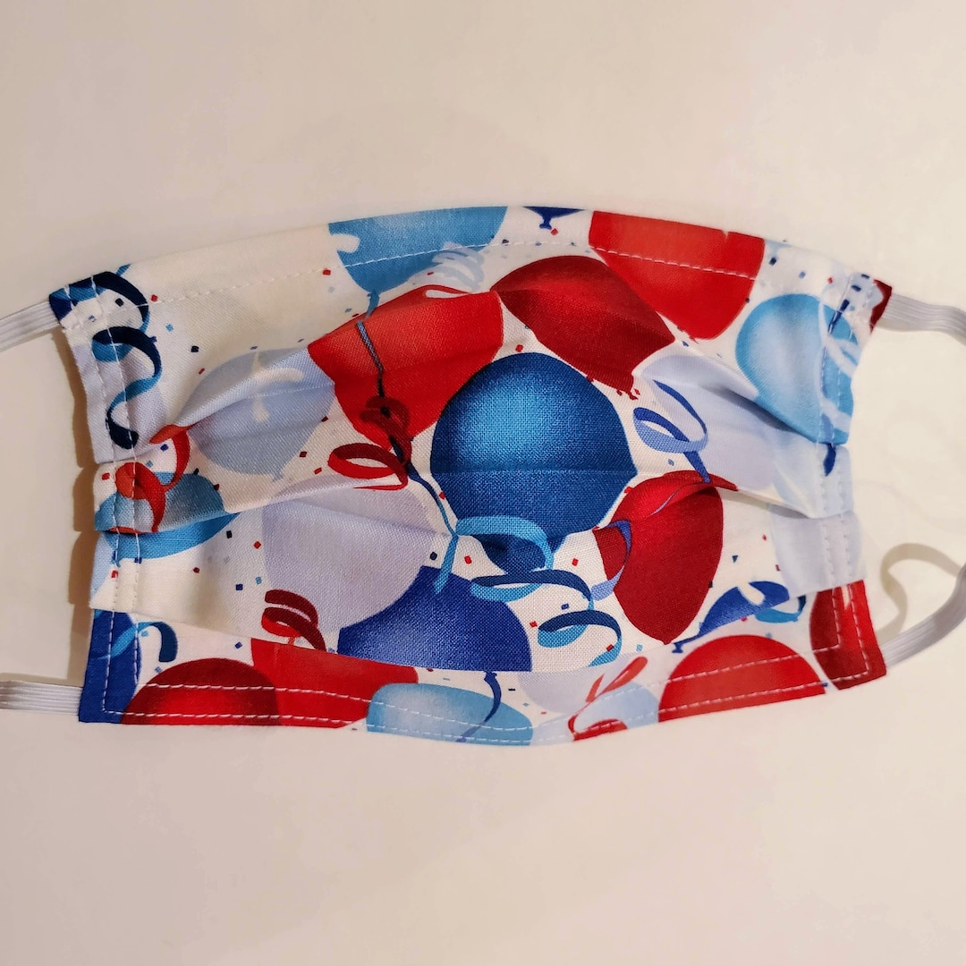 Red, White, and Balloon Reusable Adjustable Face Mask With Filter ...