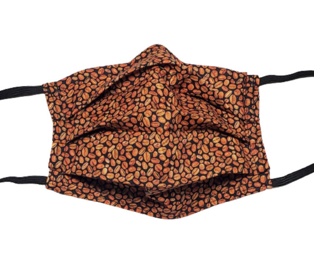 Coffee Bean Face Mask, Handmade Reusable Cotton Mask With Filter Pocket ...