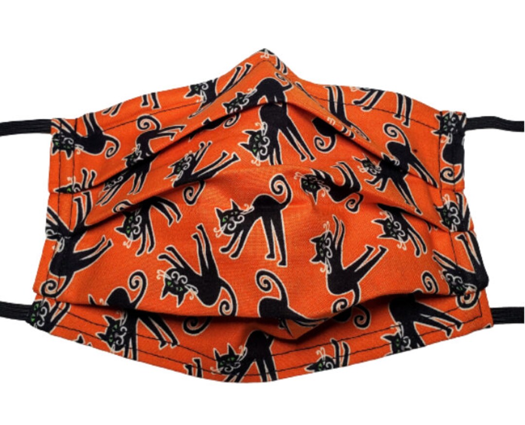 Spooky Black Cats Mask: Cat Outline Glows Adjustable Reusable Face Mask ...