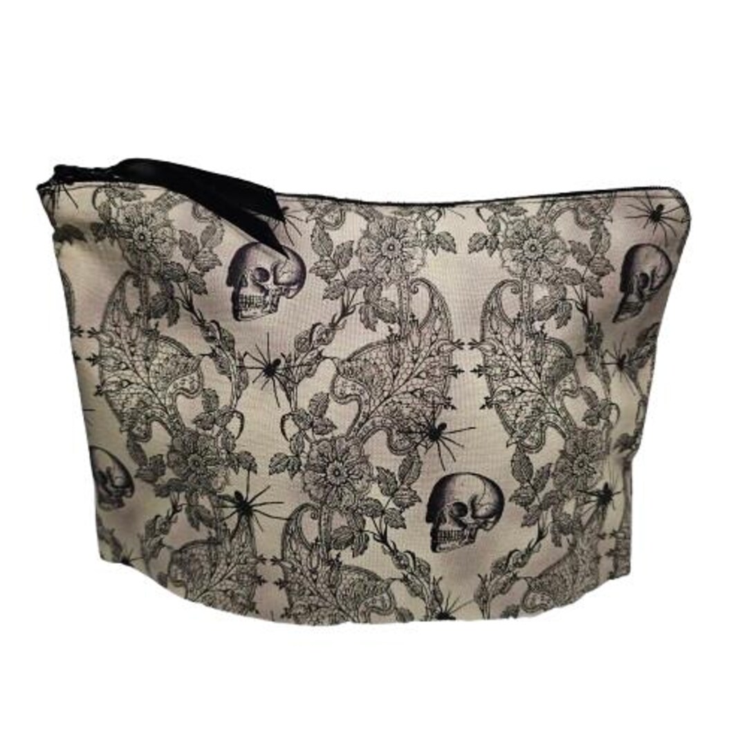 Skulls & Spiders Witchy Cosmetic Bag | Witchy Gothic Pencil Pouch ...