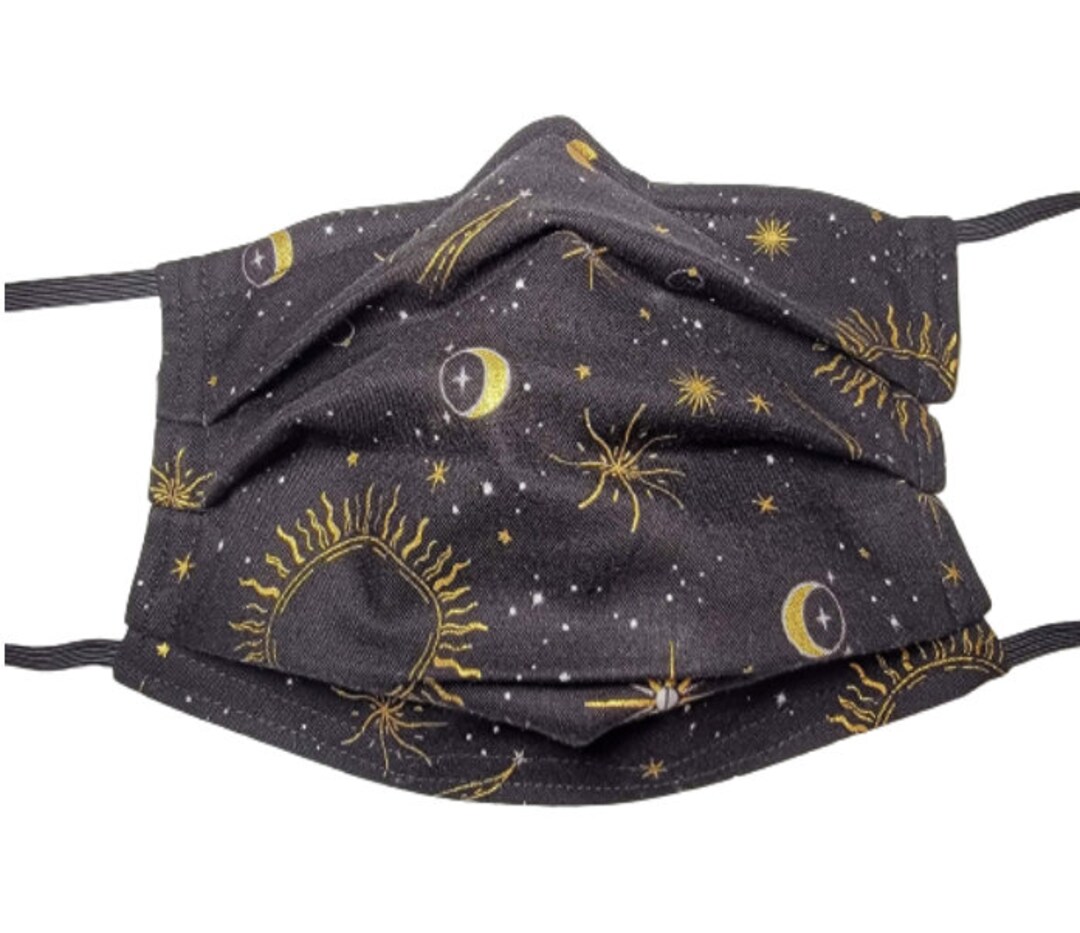 Metallic Mystic Moons and Suns Mask Adjustable Reusable Face Mask With ...