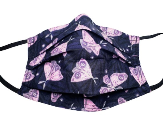 Lunar Moths Witchy Adjustable Face Mask With Nose Pinch Wire | Etsy