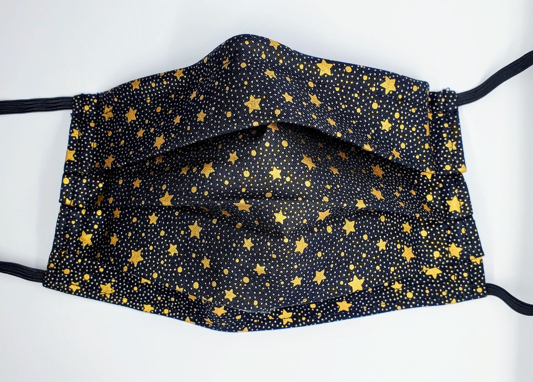 Metallic Gold Stars and Dots Reusable Adjustable Face Mask With Filter ...