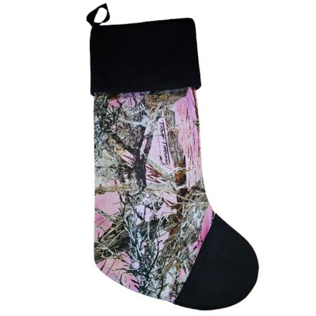 Pink Camo Velvet Christmas Stocking, Alternative Holiday Decor, Hunters ...
