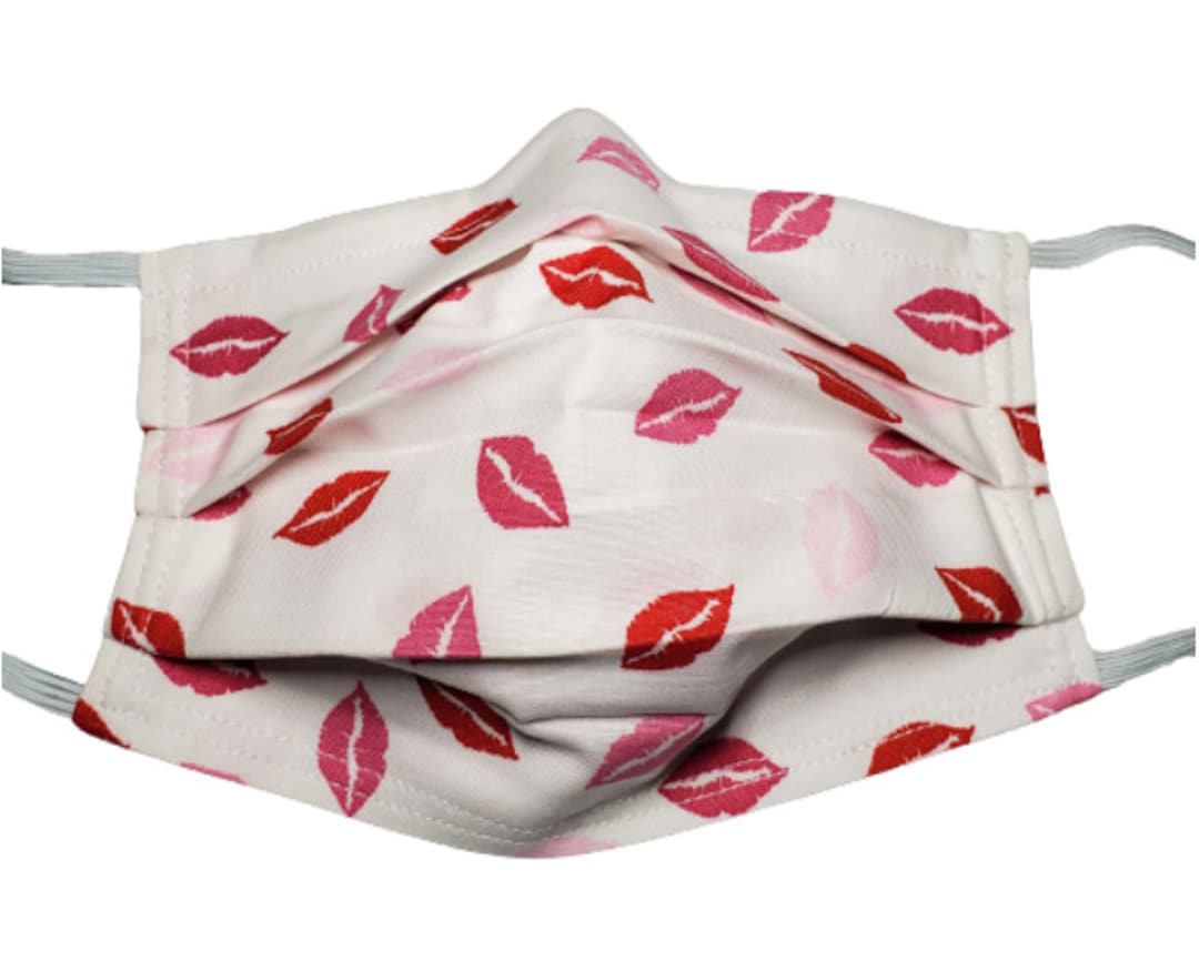 Red Lips Kisses Face Mask, Reusable Adult Mask With Filter Pocket - Etsy