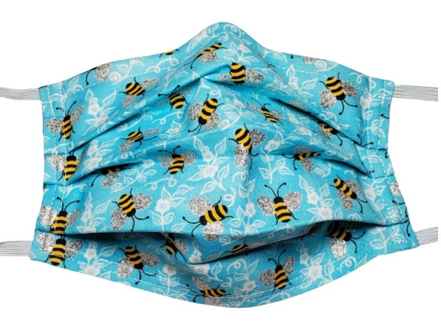 Sparkling Blue Bees Mask Handmade Reusable Adjustable Face - Etsy