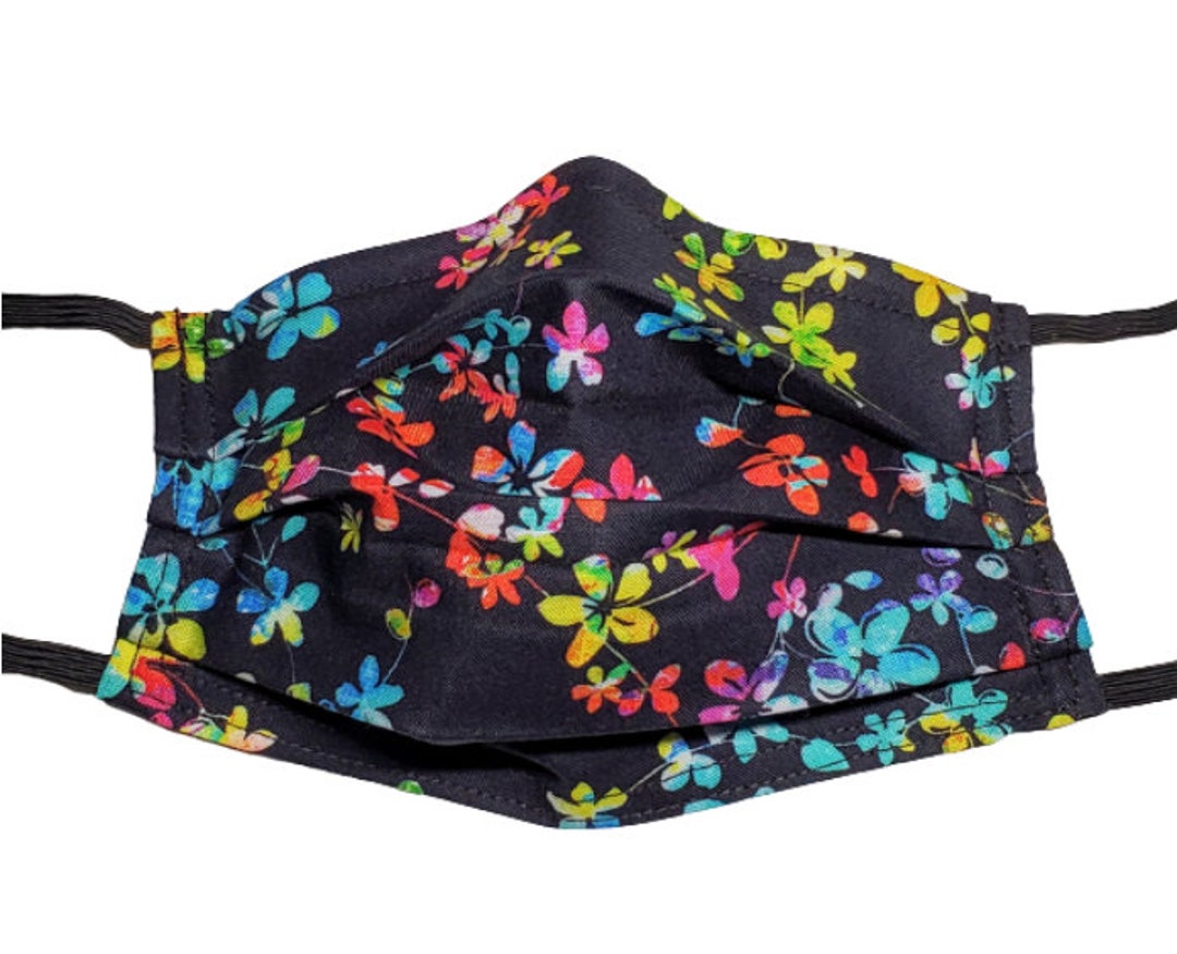 Rainbow Daisies Face Mask - Handmade Reusable, Adjustable Fit - Etsy