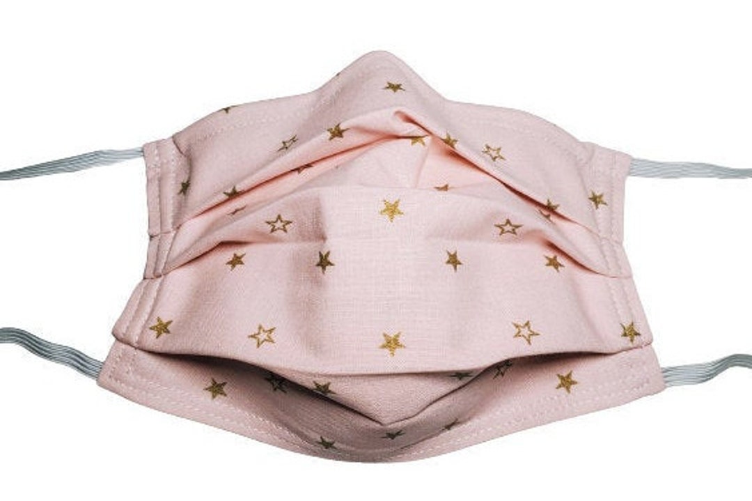 Metallic Gold Stars on Pink Reusable Face Mask With Nose Pinch Wire and ...