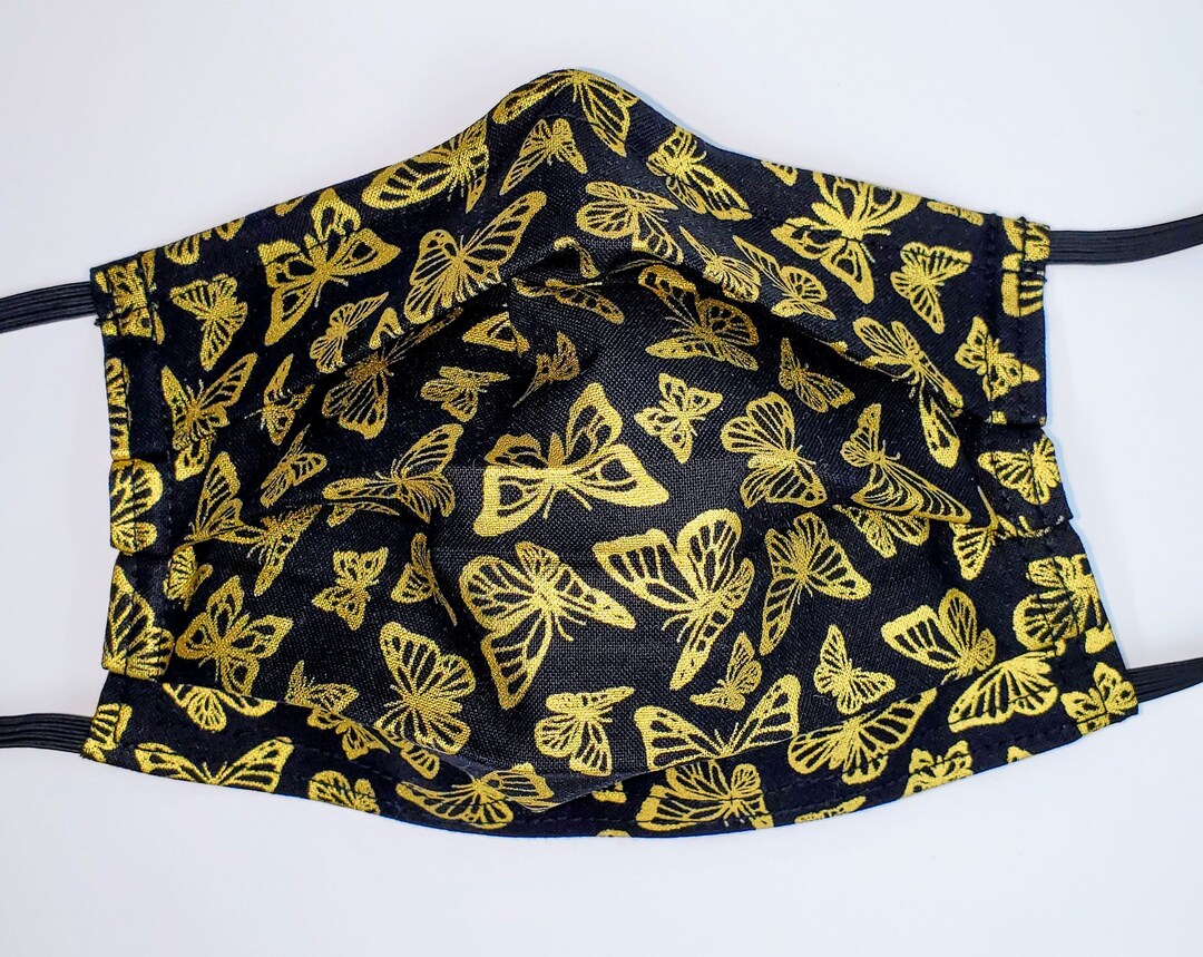 Metallic Gold Butterflies Reusable Mask - Etsy