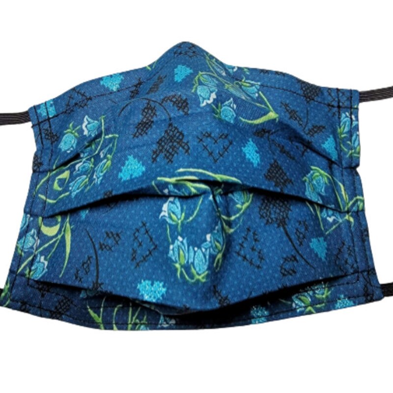 Blue Floral Face Mask - Etsy