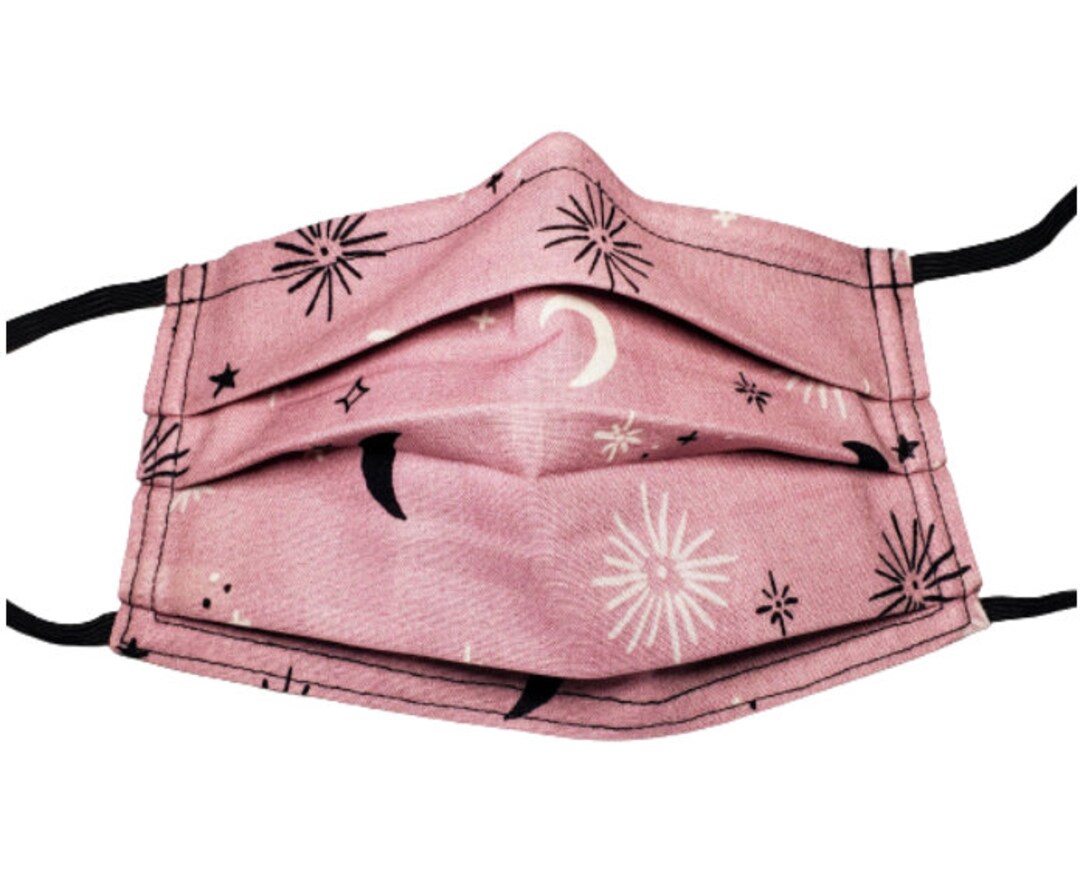 Dusty Pink Moons Mask Adjustable Reusable Face Mask With Nose Pinch ...