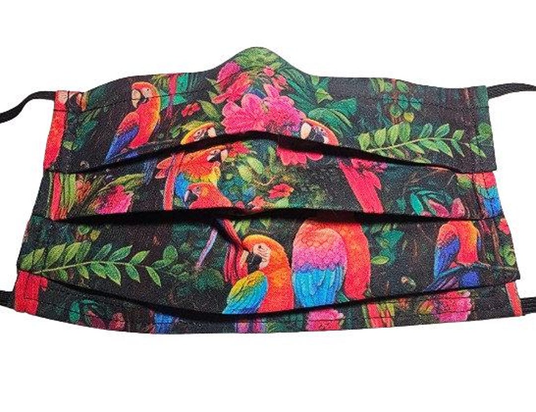 Tropical Parrots Mask Handmade Reusable Adjustable Face Mask With Nose ...
