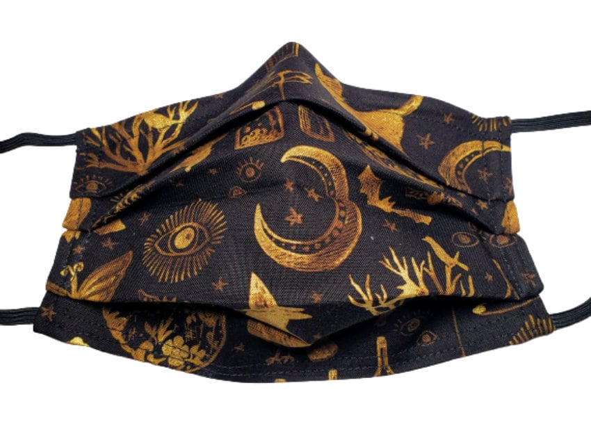 Metallic Golden Spells Mask Adjustable Reusable Face Mask With | Etsy