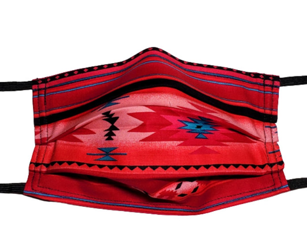 Red Western Quilt Reusable Face Mask With Nose Pinch Wire and Filter ...