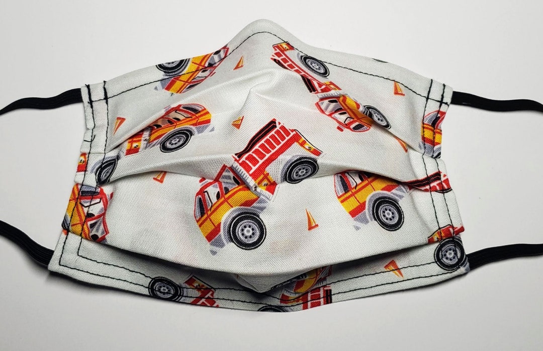 Glow in the Dark Fire Trucks Reusable Mask - Etsy