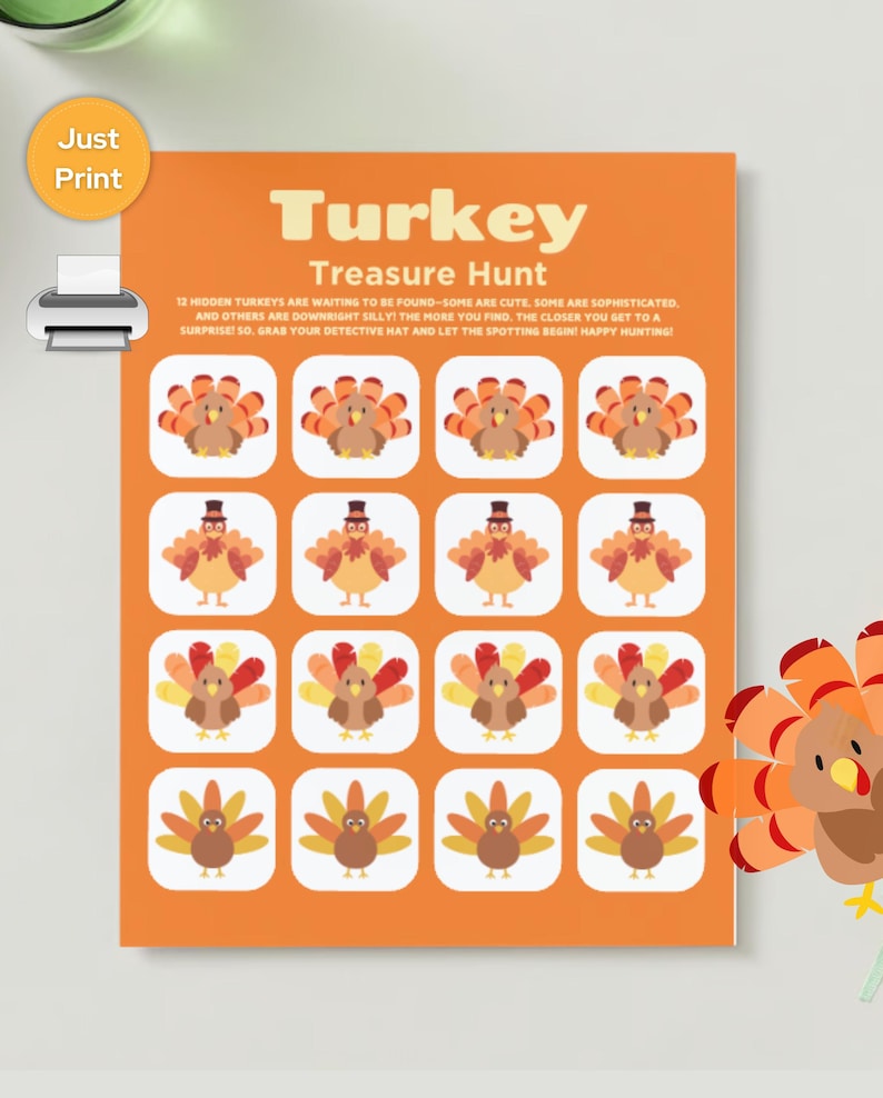 Thanksgiving Turkey Treasure Hunt Game (printable) - Etsy