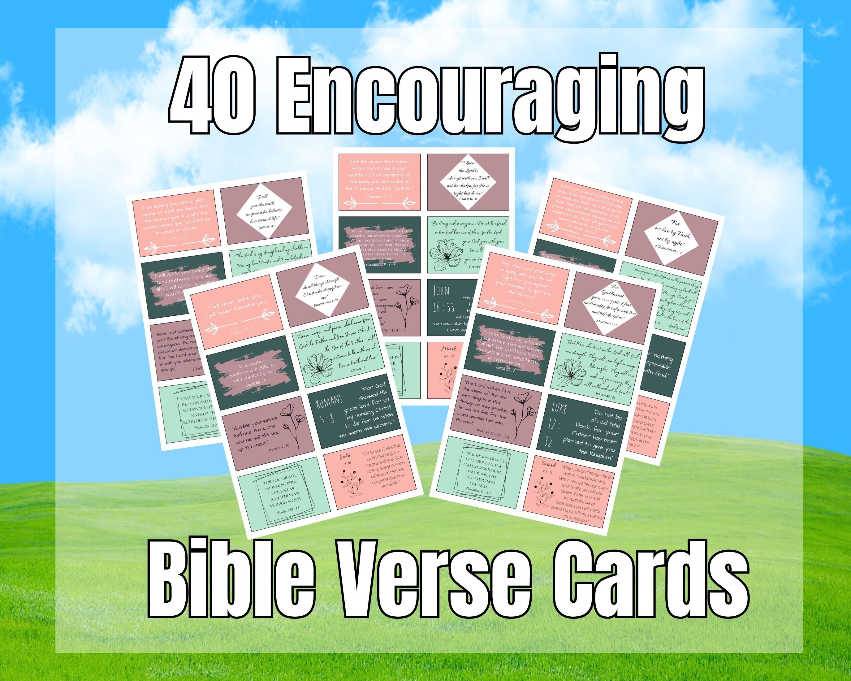 40 Encouraging Bible Verse Cards - Etsy