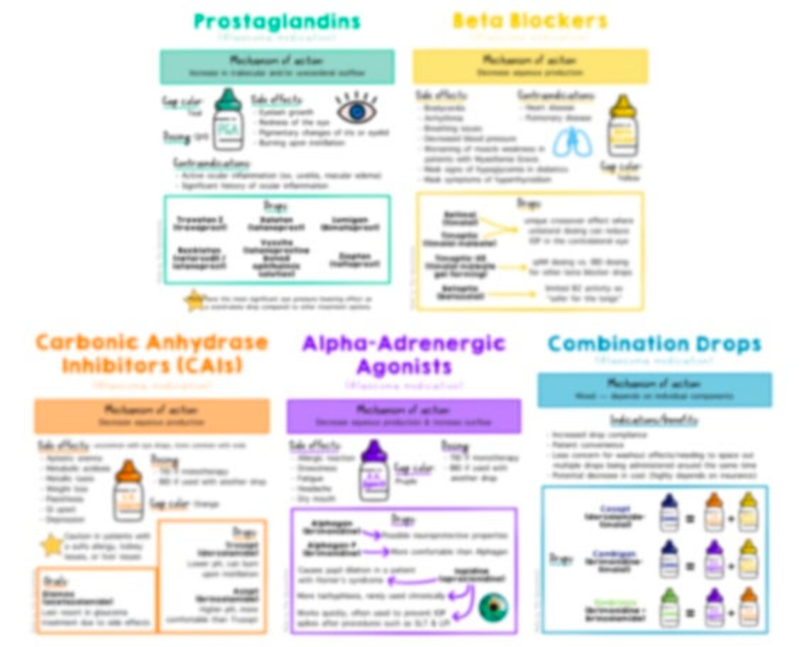 Glaucoma Drops Study Sheets Digital Downloads Optometry - Etsy
