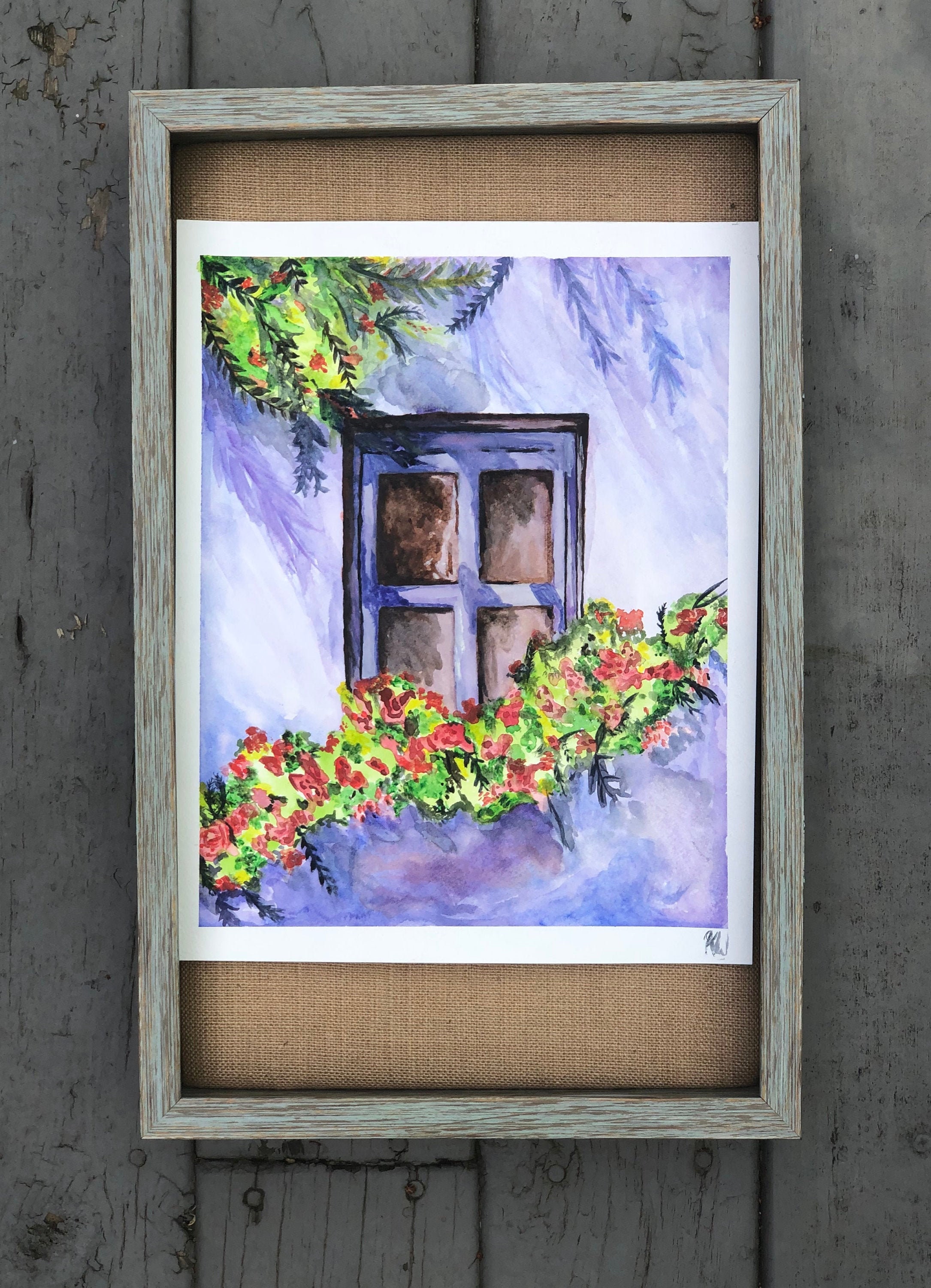 Original Watercolor Painting, Flowers on the Window Sill - Etsy