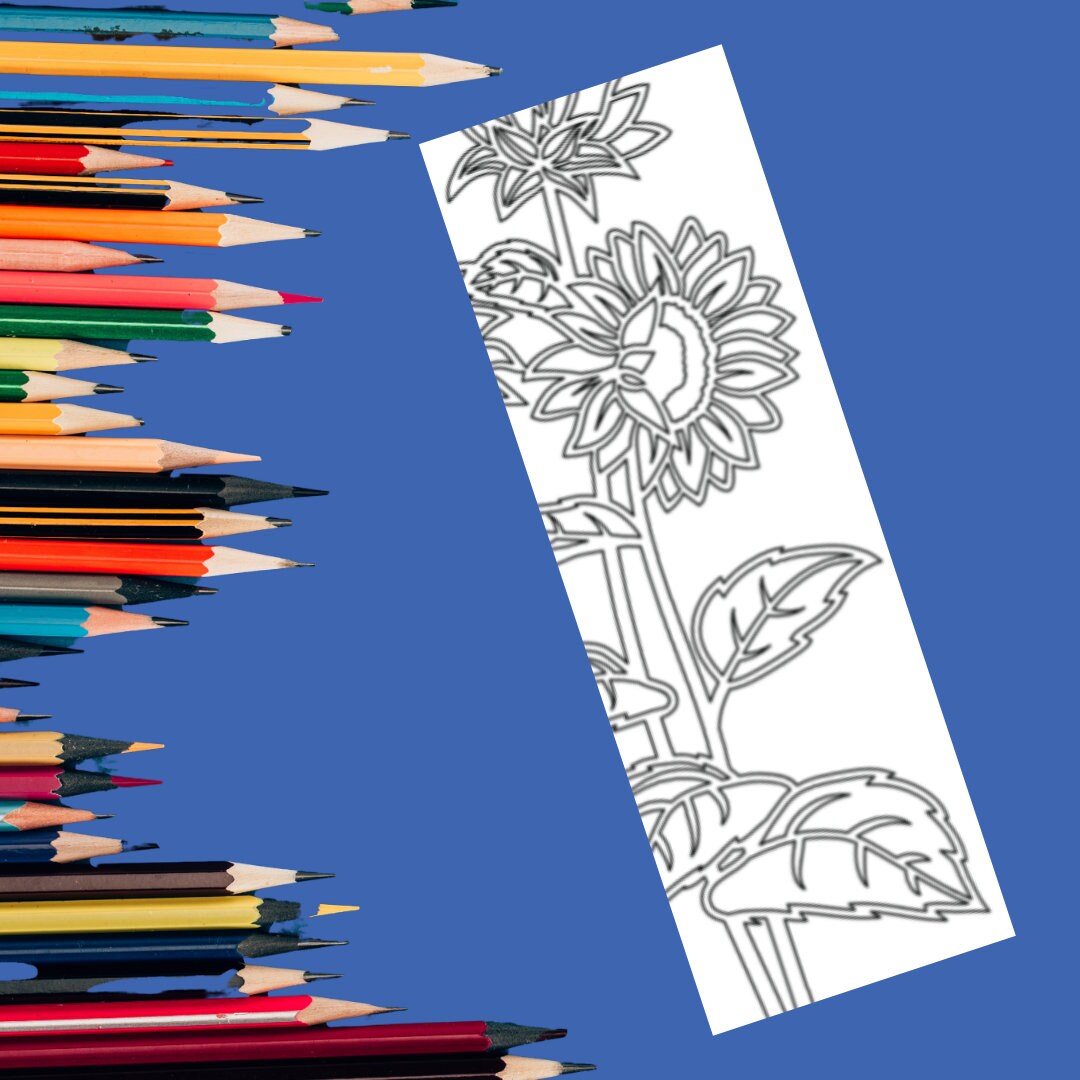 Sunflower Coloring Bookmarks | Coloring Bookmarks | Custom Bookmarks ...