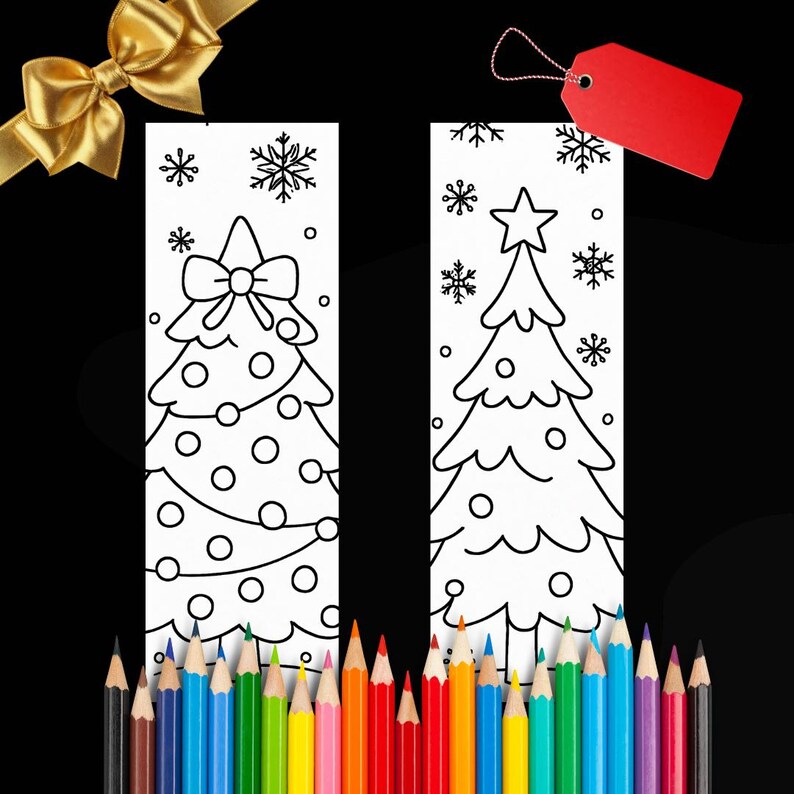 Christmas Coloring Bookmarks Printable, Christmas Craft, Holiday ...