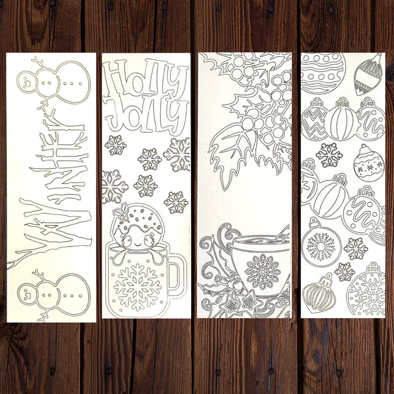 Custom Christmas Coloring Bookmarks | Coloring Therapy | Party Favors ...