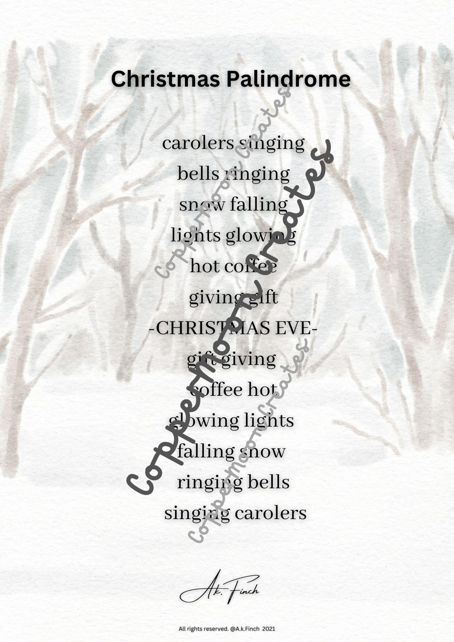 Christmas Palindrome Poem | Christmas Poem | Original Christmas Poem ...