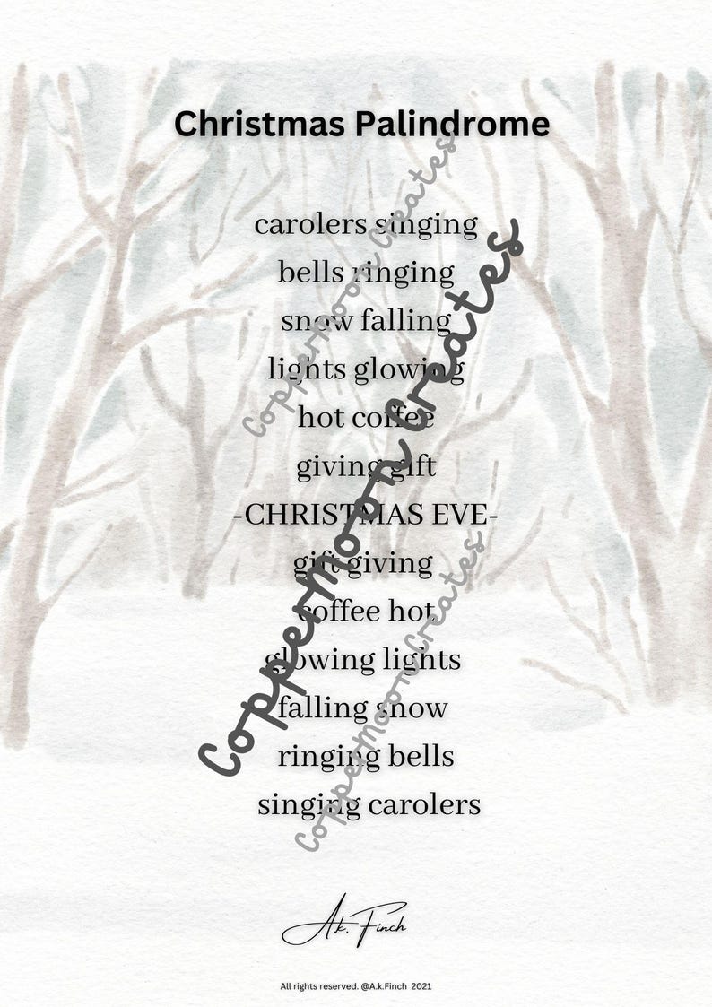 Christmas Palindrome Poem | Christmas Poem | Original Christmas Poem ...