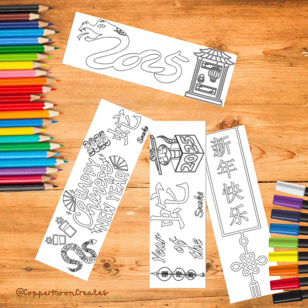 Digital Download Year of the Snake Bookmarks | Chinese New Year ...