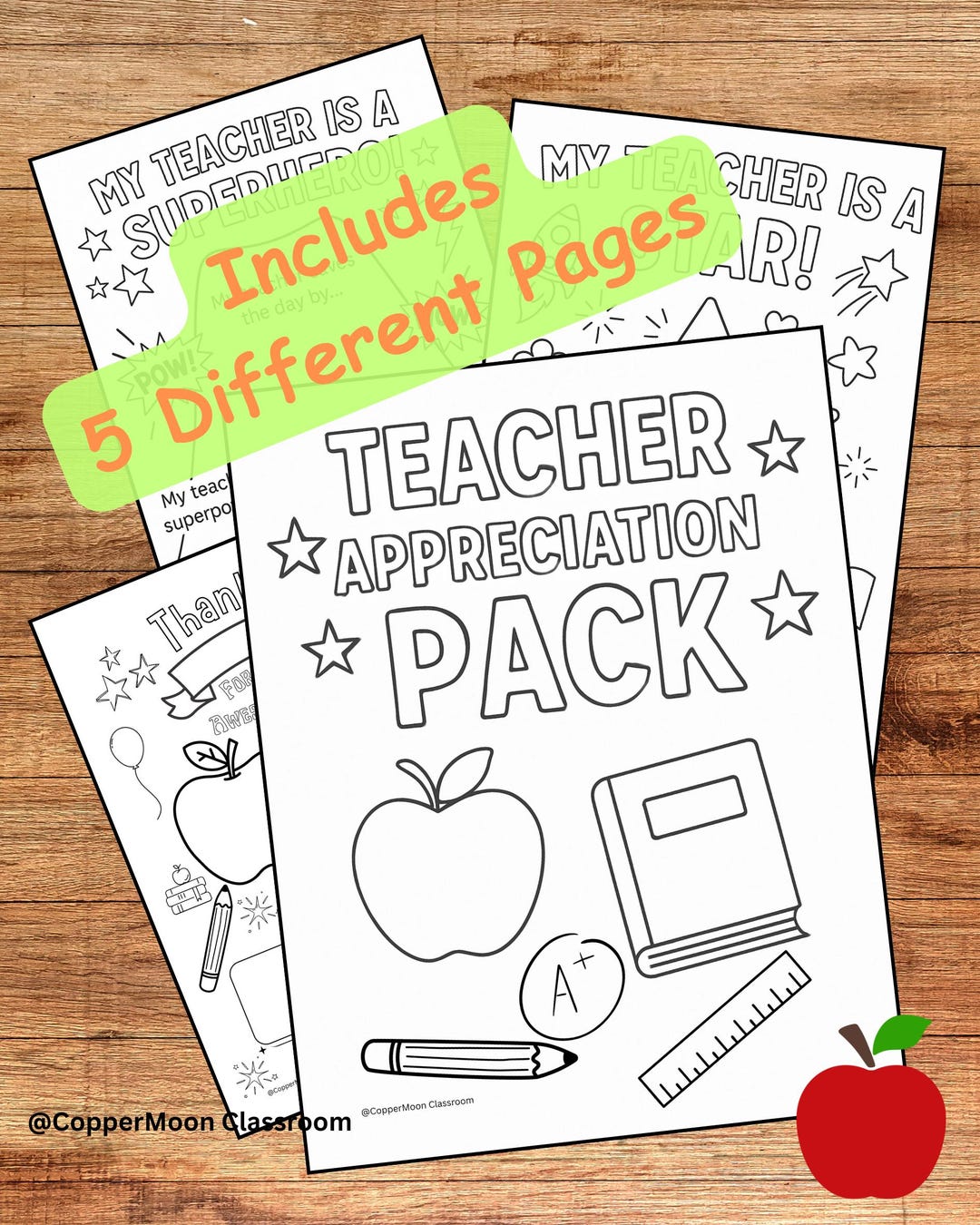 Teacher Appreciation Week Activity Pack | 5-page Printable Coloring ...