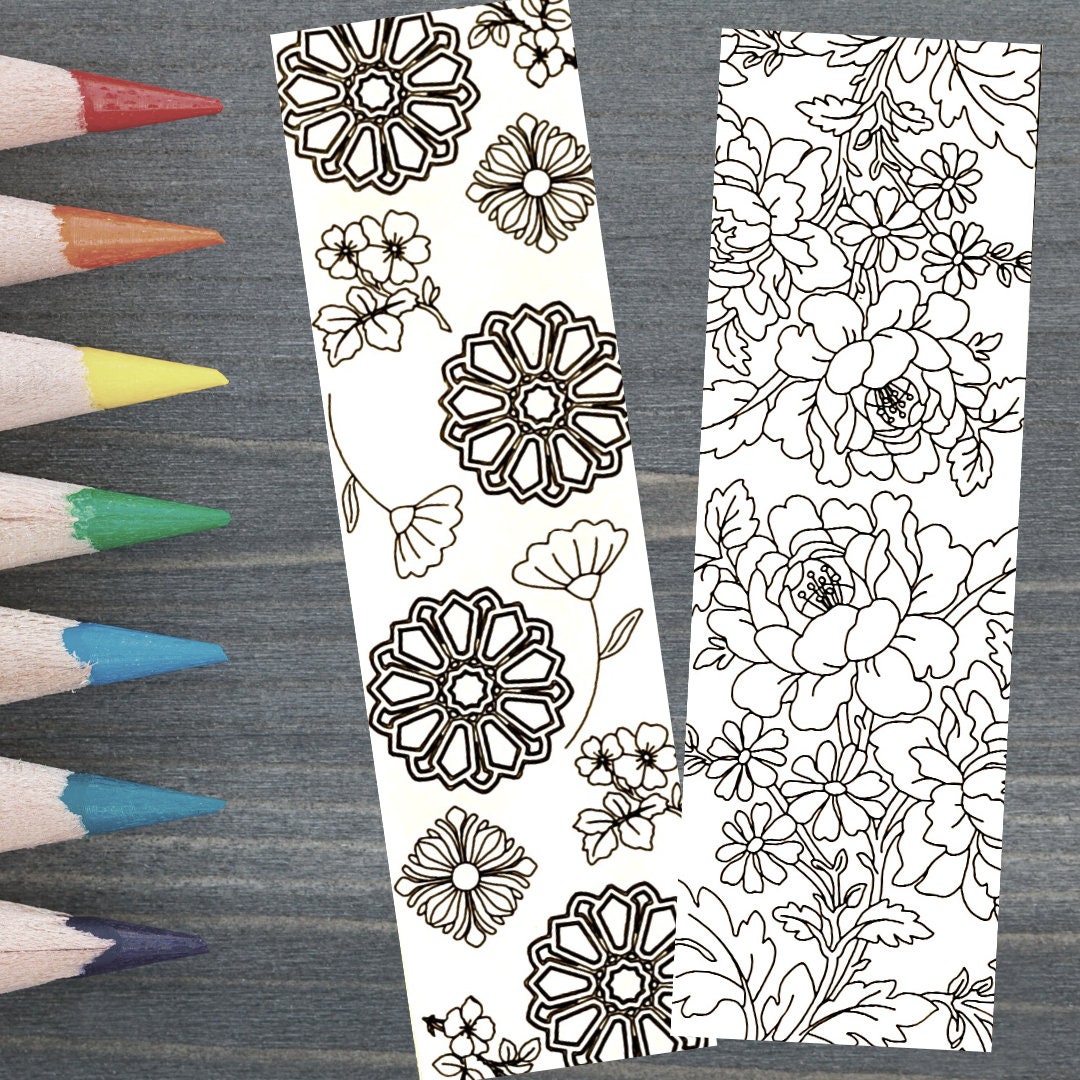 Spring Coloring Bookmarks | Flower Bookmarks | Party Favors | Classroom ...