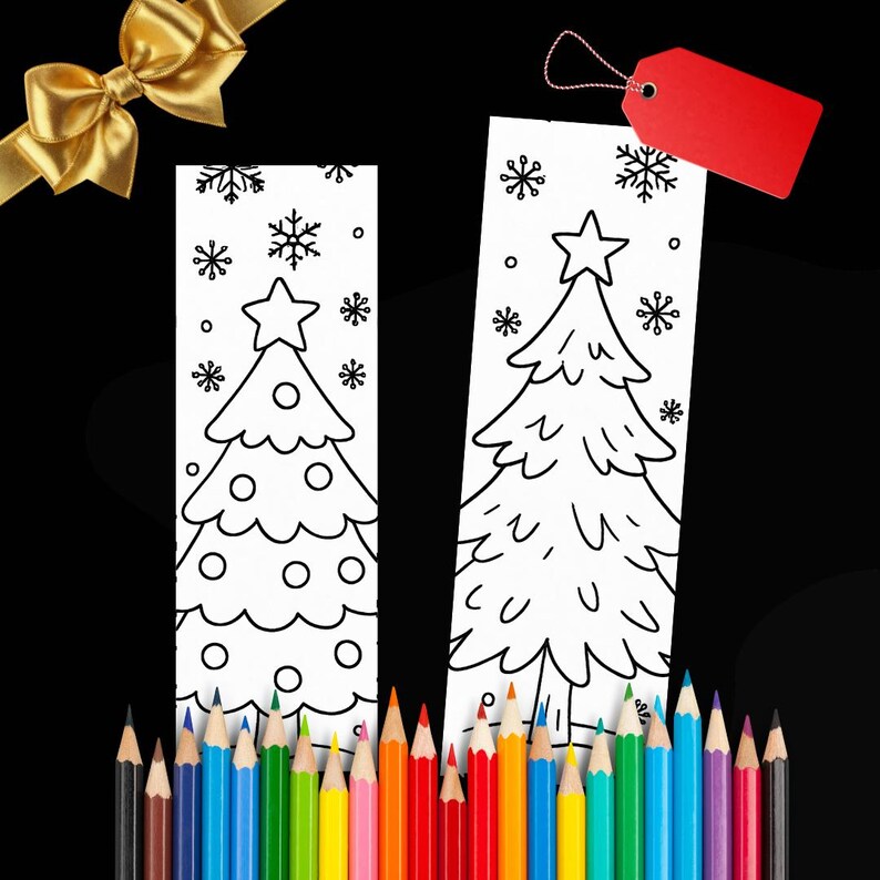 Christmas Coloring Bookmarks Printable, Christmas Craft, Holiday ...