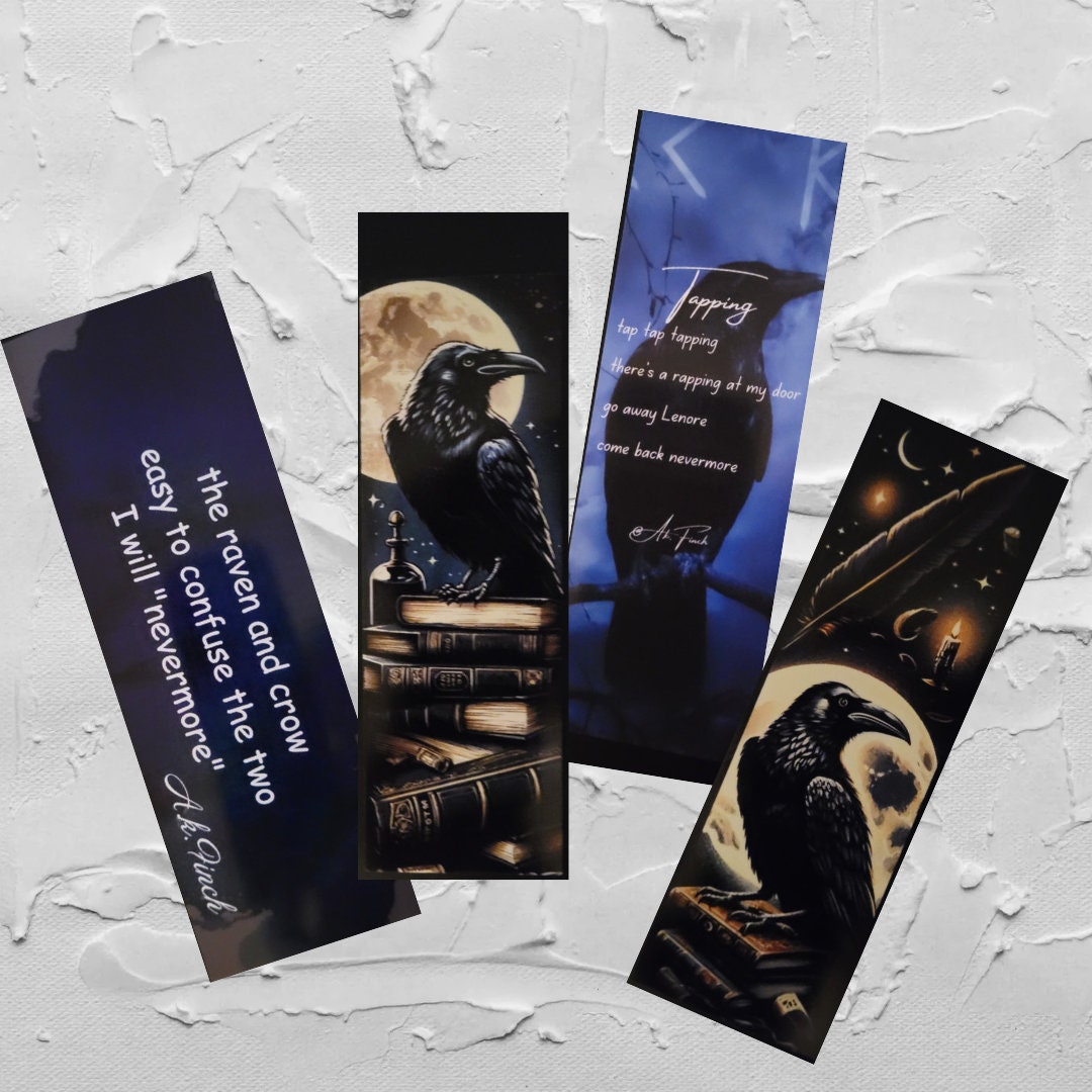 Original Bookmarks | Raven Bookmarks | Edgar Allen Poe Style | Gift ...