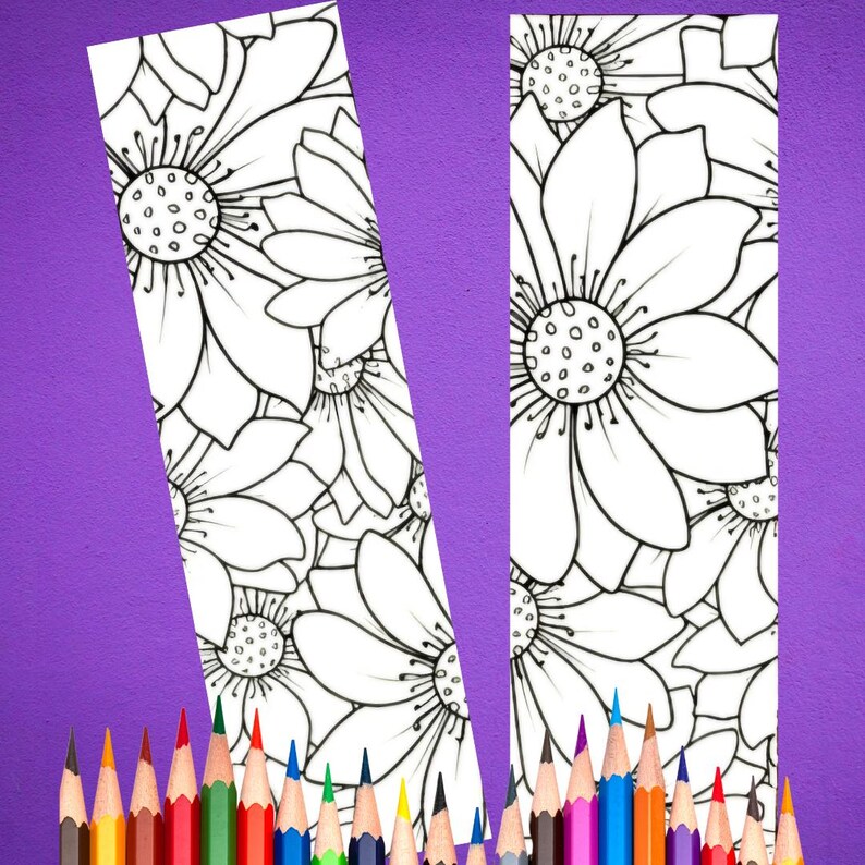 Original Spring Flower Coloring Bookmarks | Flower Color Therapy ...