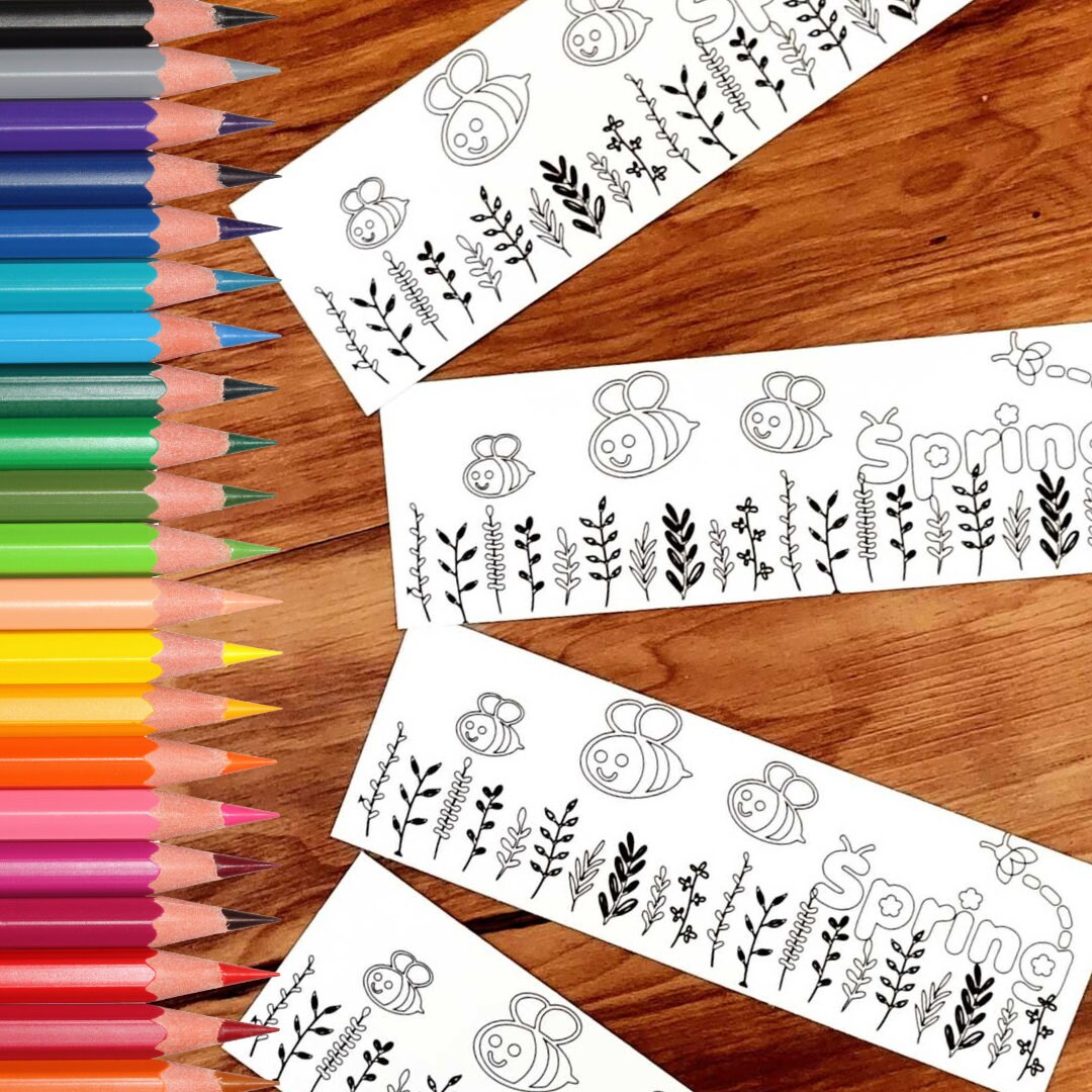 Spring Coloring Bookmarks | Flowers and Bees | Party Favors | Classroom ...