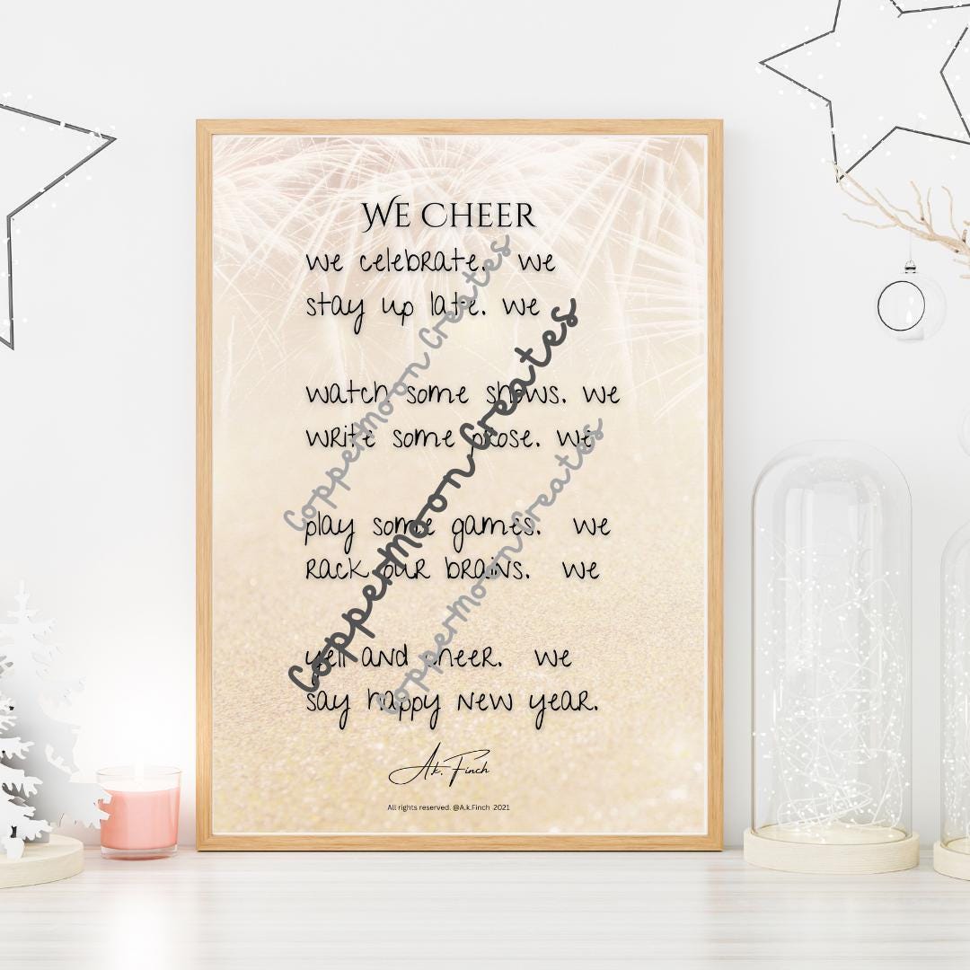 We Cheer | New Year Poem | Digital Download | Creative Decor | Digital ...