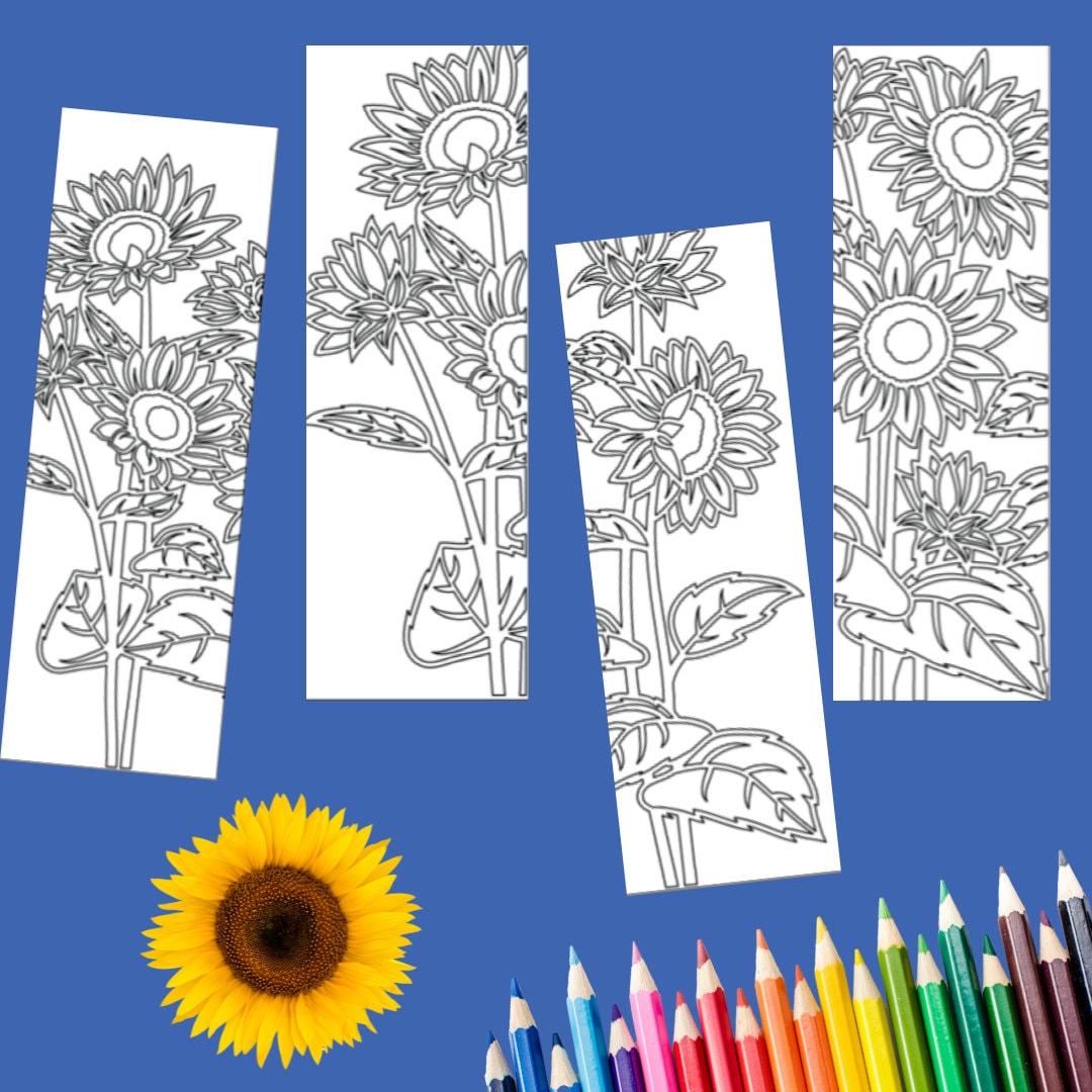 Sunflower Coloring Bookmarks | Coloring Bookmarks | Custom Bookmarks ...