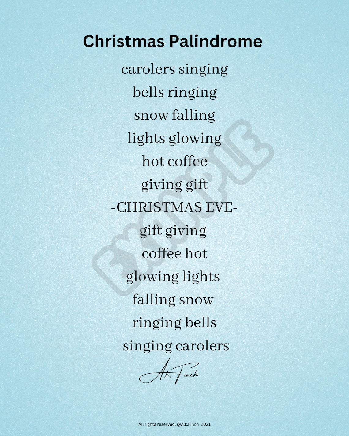 Christmas Palindrome Poem Christmas Poem Original Christmas Poem ...