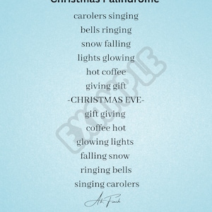 Christmas Palindrome Poem Christmas Poem Original Christmas Poem ...