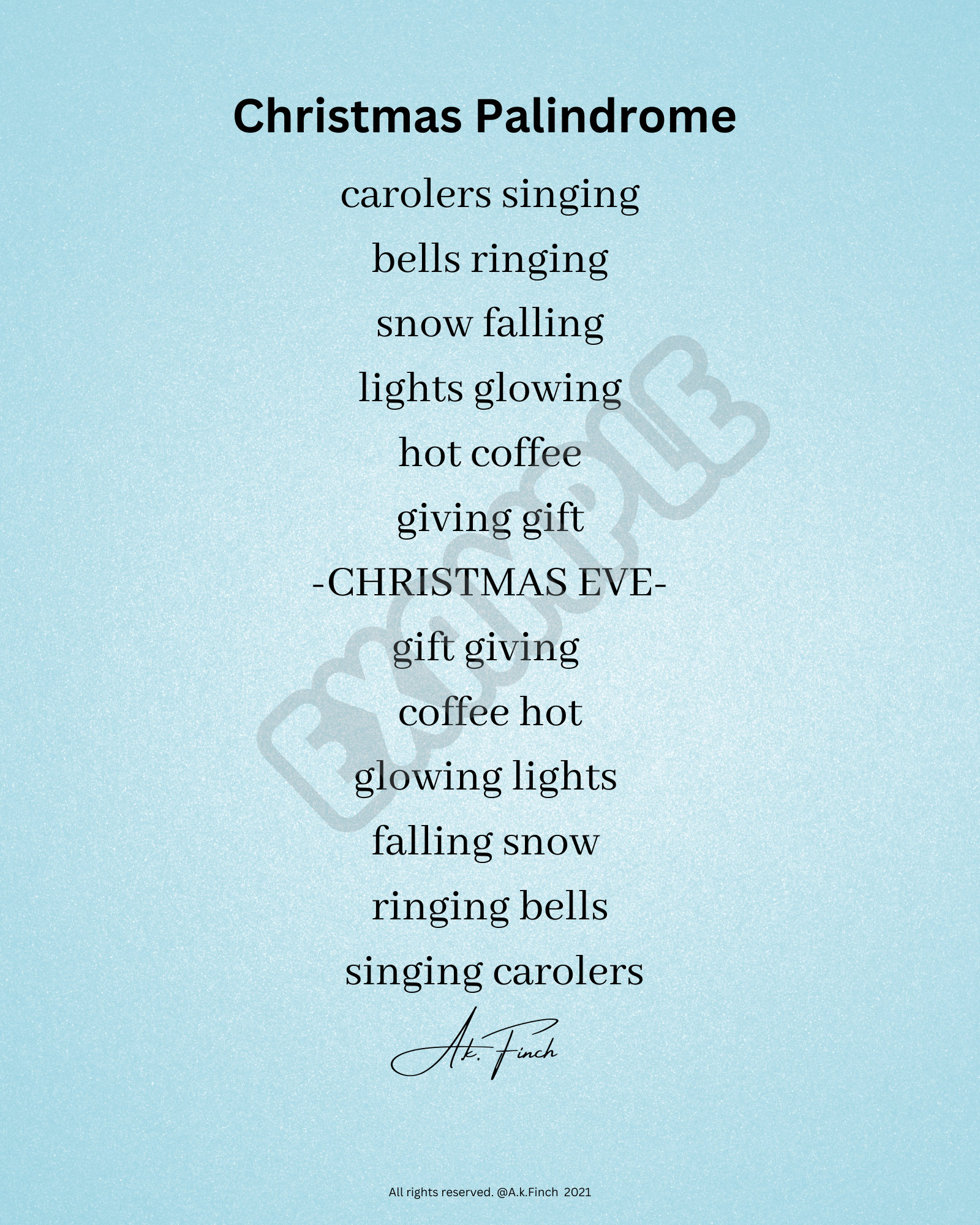 Christmas Palindrome Poem Christmas Poem Original Christmas Poem ...